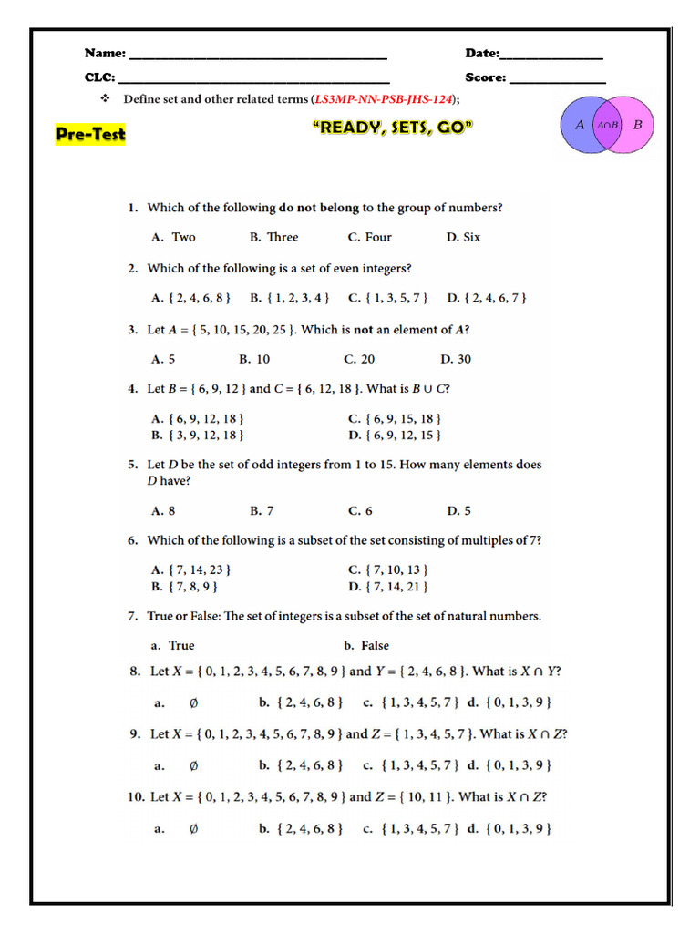LS3 Math Worksheets JHS (Ready, Sets, Go) | PDF | Career & Growth