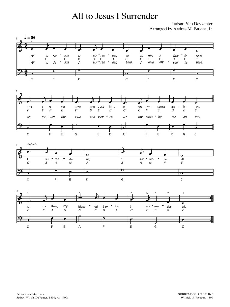 All To Jesus I Surrender Sheet Music Pdf