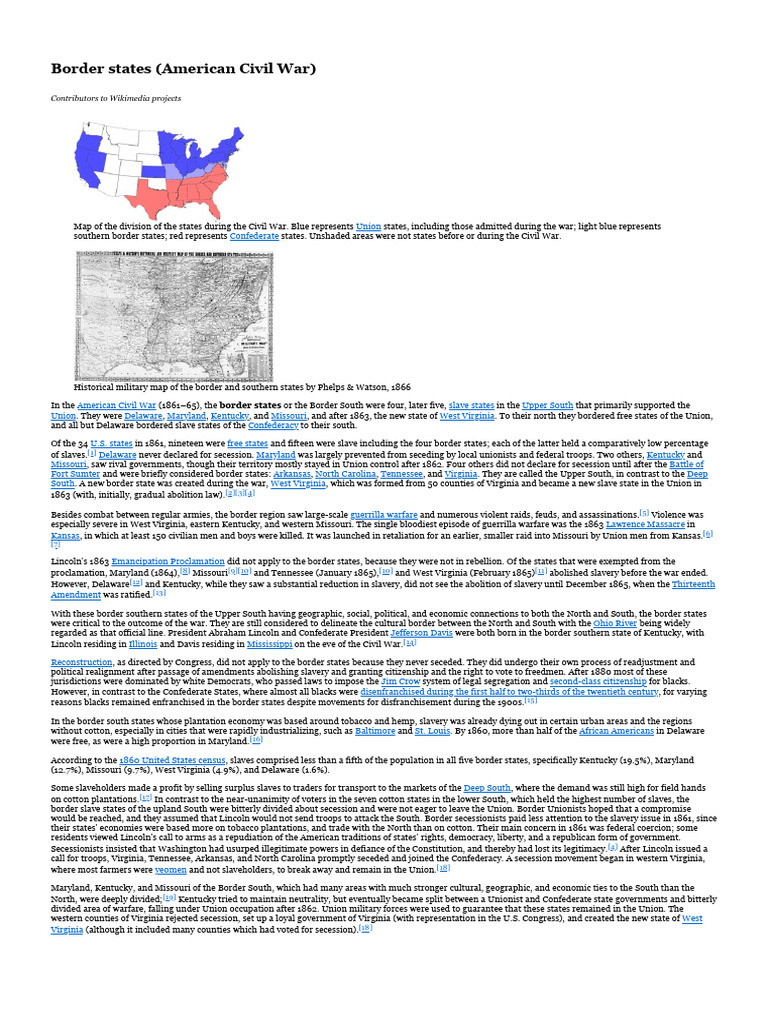 Border States (American Civil War) | PDF | Confederate States Of ...