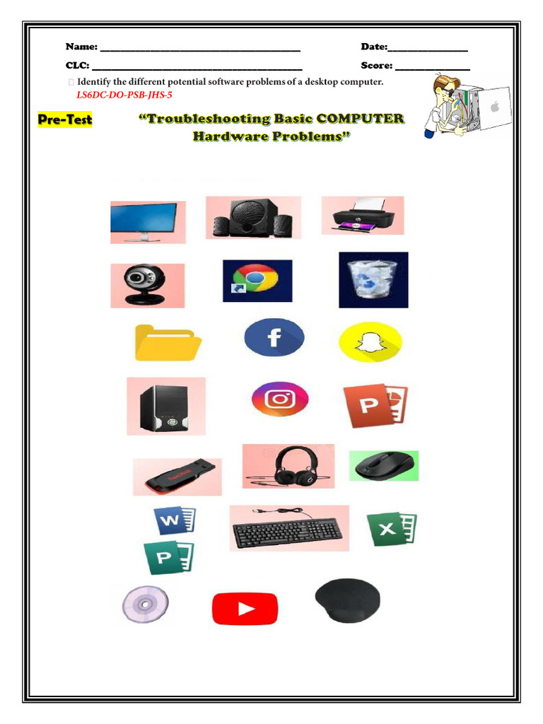 LS6 Worksheets-JHS (Troubleshoot Basic Computer Hardware) | PDF | Career & Growth