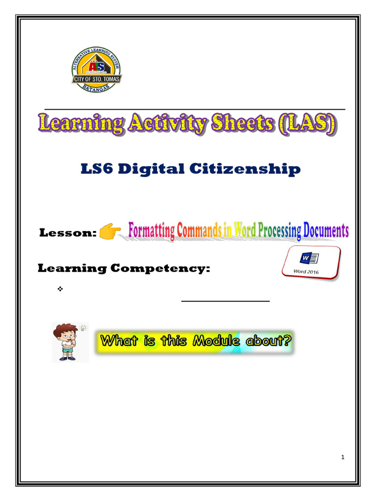 LS6 LAS (Word Processing Commands) | PDF | Word Processor | Microsoft Word