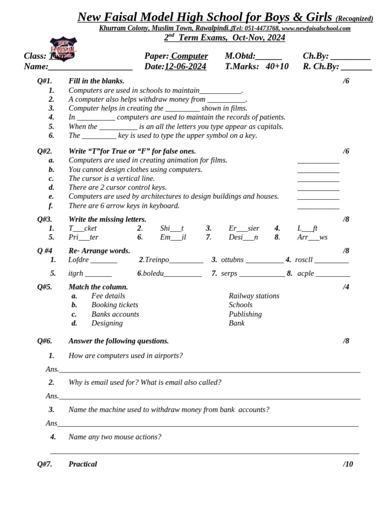 Computer Class 2 ok | PDF | Cursor (User Interface) | Text