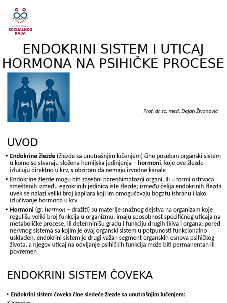 Endokrini Sistem I Uticaj Hormona Na Psihičke Procese | PDF