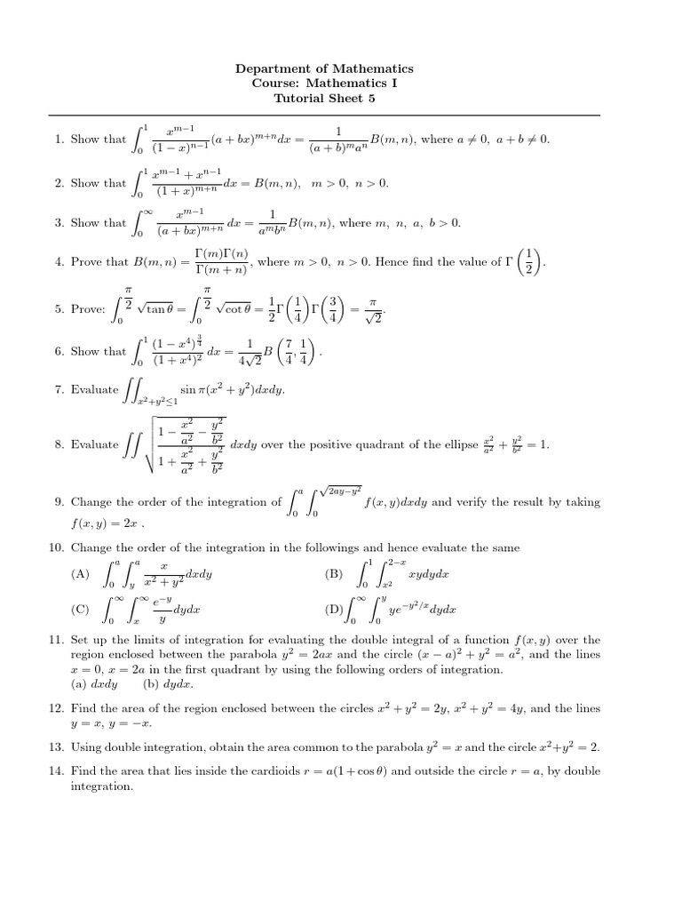MAT101 2024 Tutorial Sheet-5 | PDF | Elementary Mathematics | Euclidean ...