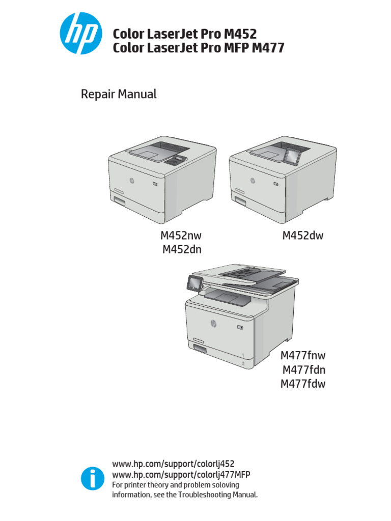 Repair Manual - m452 & m477 MFP | PDF | Printer (Computing) | Copyright