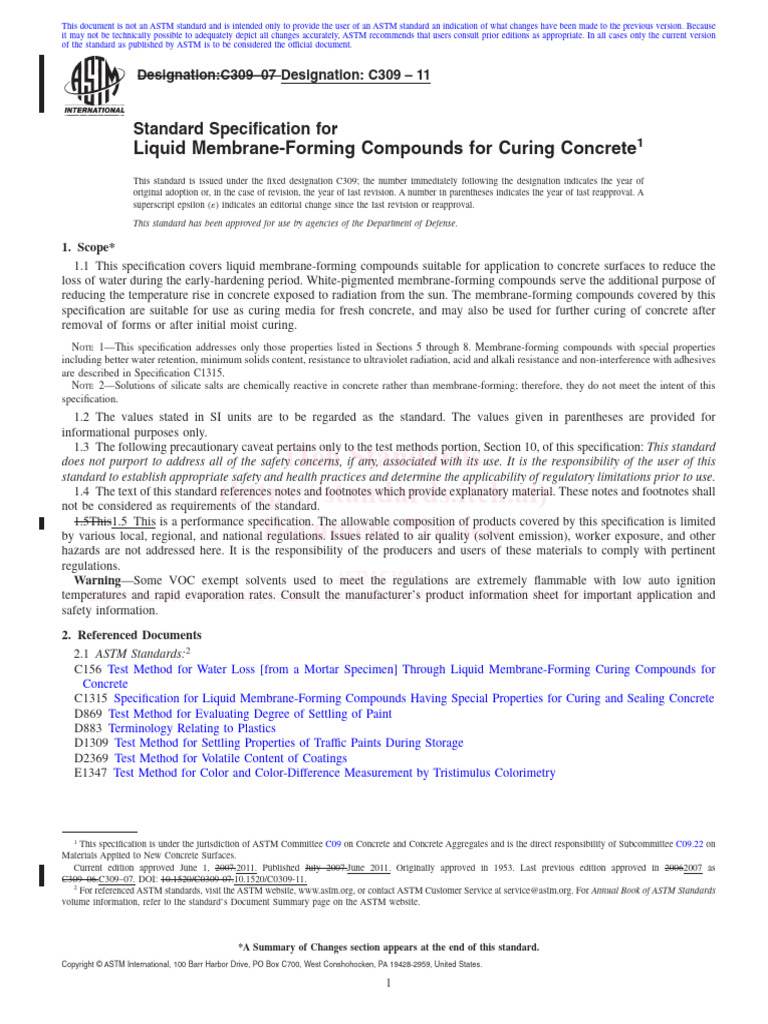 Astm C309 11 | PDF | Concrete | Specification (Technical Standard)