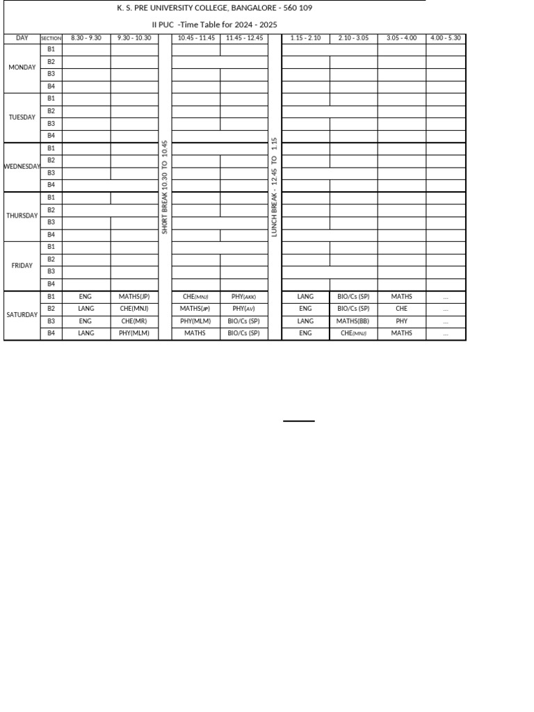 II Puc Time Table For 19102024 | PDF