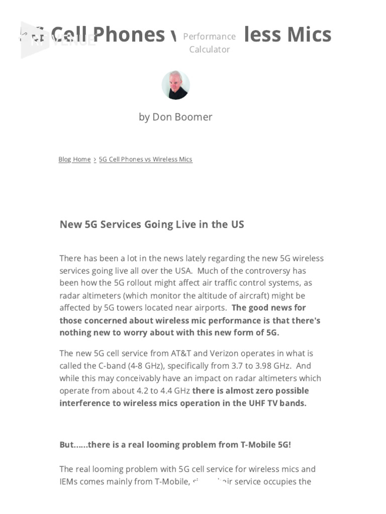 5G Cell Phones Vs Wireless Mics | PDF | Electronic Engineering | Computer Engineering