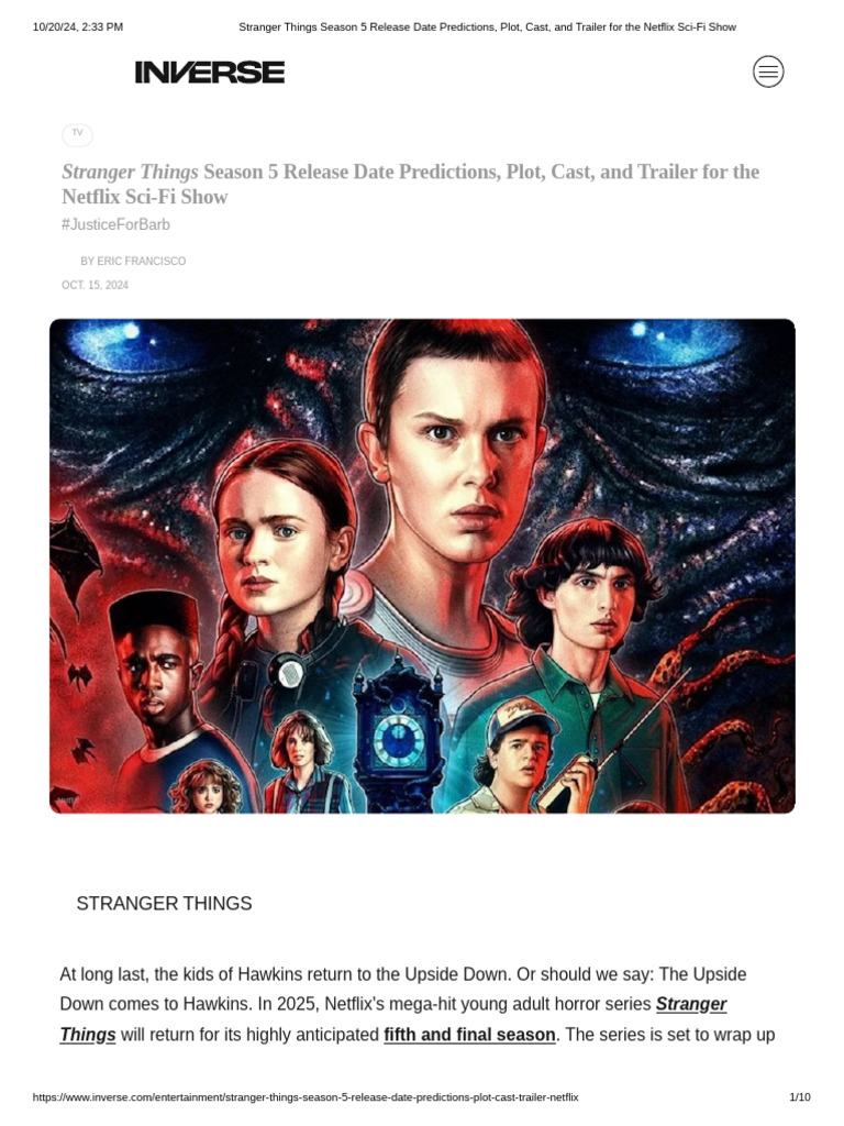 Stranger Things Season 5: Release & Plot Details | PDF