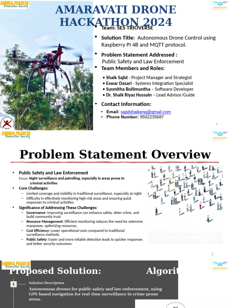 Autonomous Drone Solution for Safety | PDF | Surveillance | Unmanned Aerial Vehicle