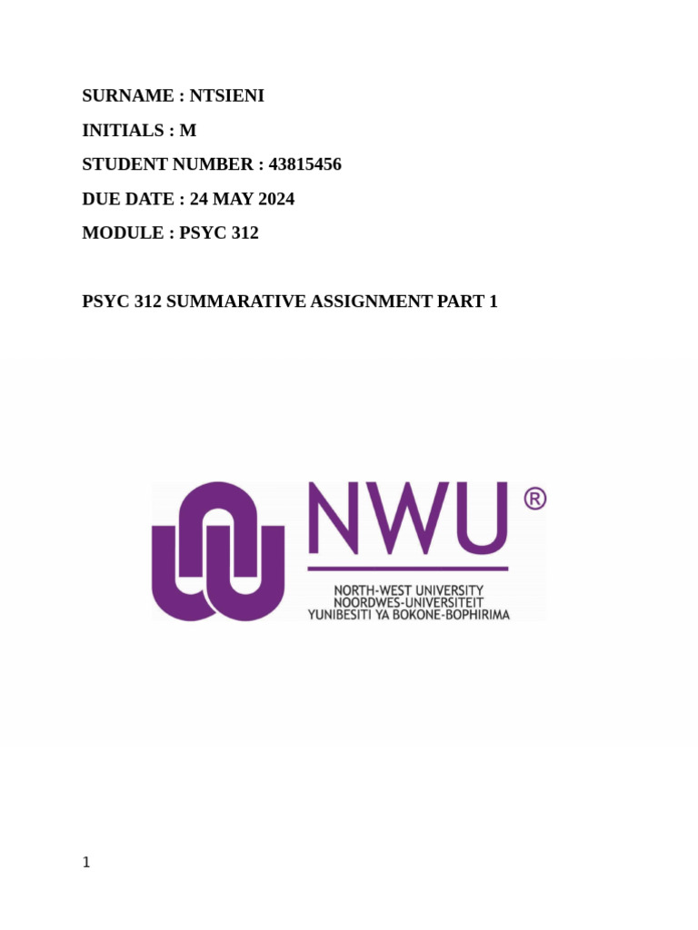 Psyc 312 SUMMARATIVE ASSIGNMENT PART 1 Final Draft | PDF | Tuberculosis | Gifted Education