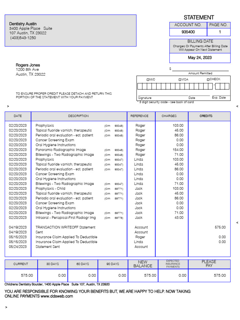 Dentist Invoice Bill Template | PDF | Payments | Banking Technology