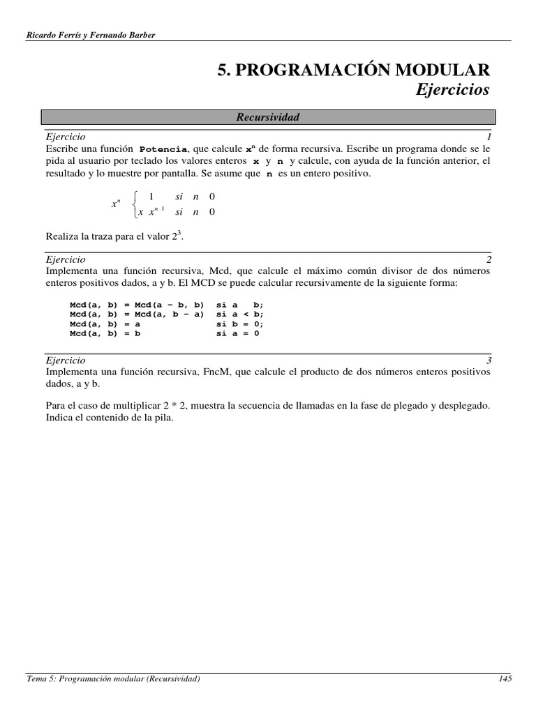 Informatica.Tema.05.Programacion_modular.03a.Recursion | PDF