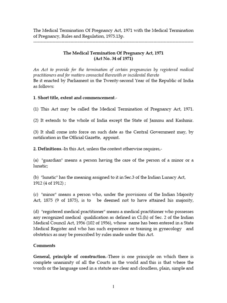 Medical Termination Act Guide Pdf Statutory Interpretation Justice