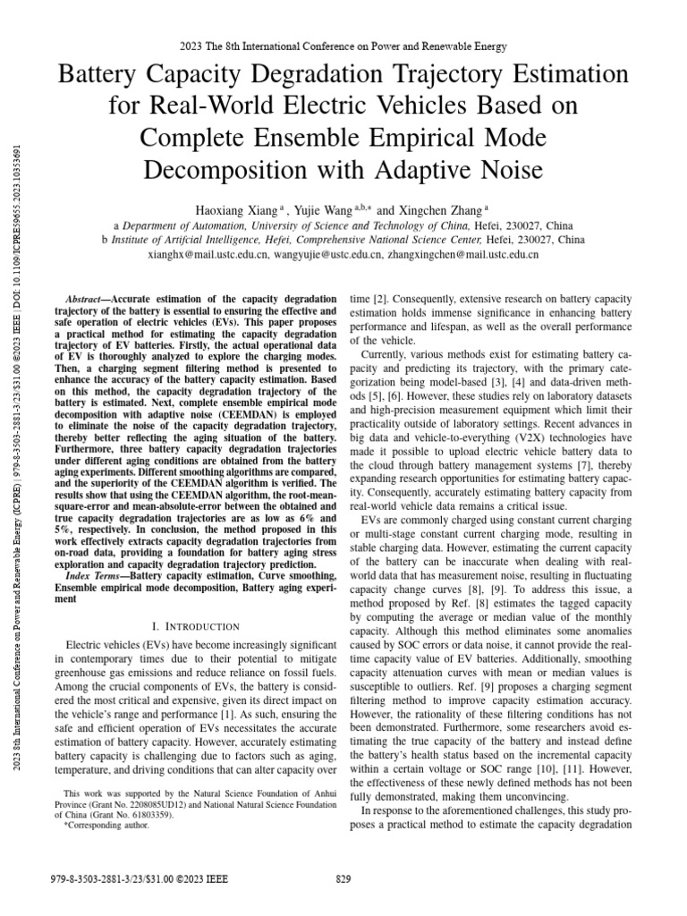 Battery Capacity Degradation Trajectory Estimation For Real-World ... Battery Capacity Degradation Trajectory Estimation For Real-World ...