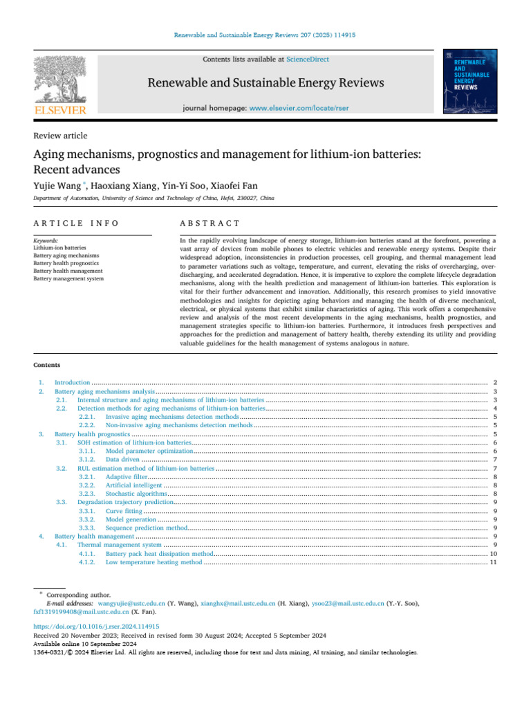 Aging Mechanisms, Prognostics and Management for Lithium-ion Batteries Recent Advances | PDF ...