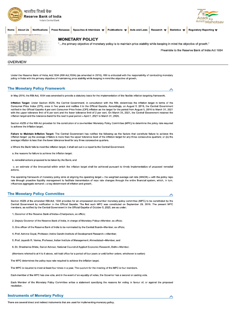 Monetary Policy | PDF