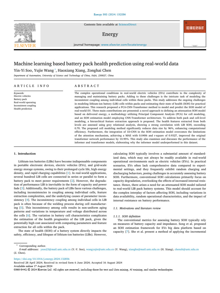 Machine Learning Based Battery Pack Health Prediction Using Real-world Data | PDF | Principal ...