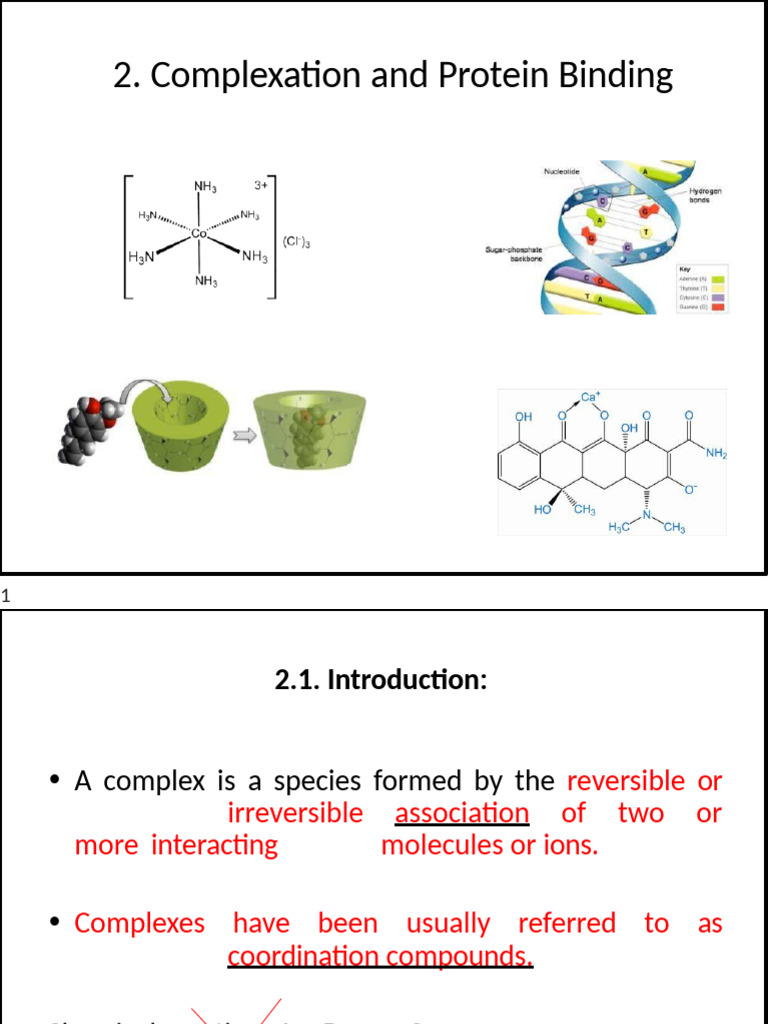 Complexation and Protein Binding | PDF | Coordination Complex | Chelation