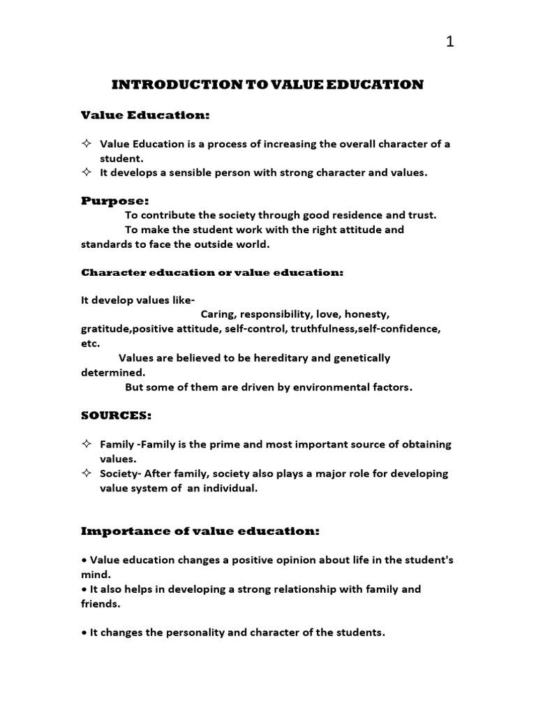 Value Education: Building Character and Values | PDF | Rationality | Learning