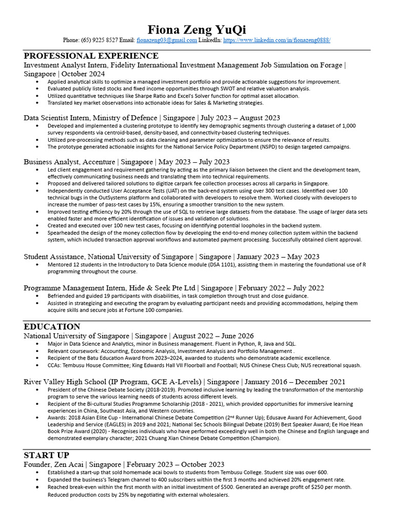 Fiona Zeng Resume | PDF | Data | Cluster Analysis
