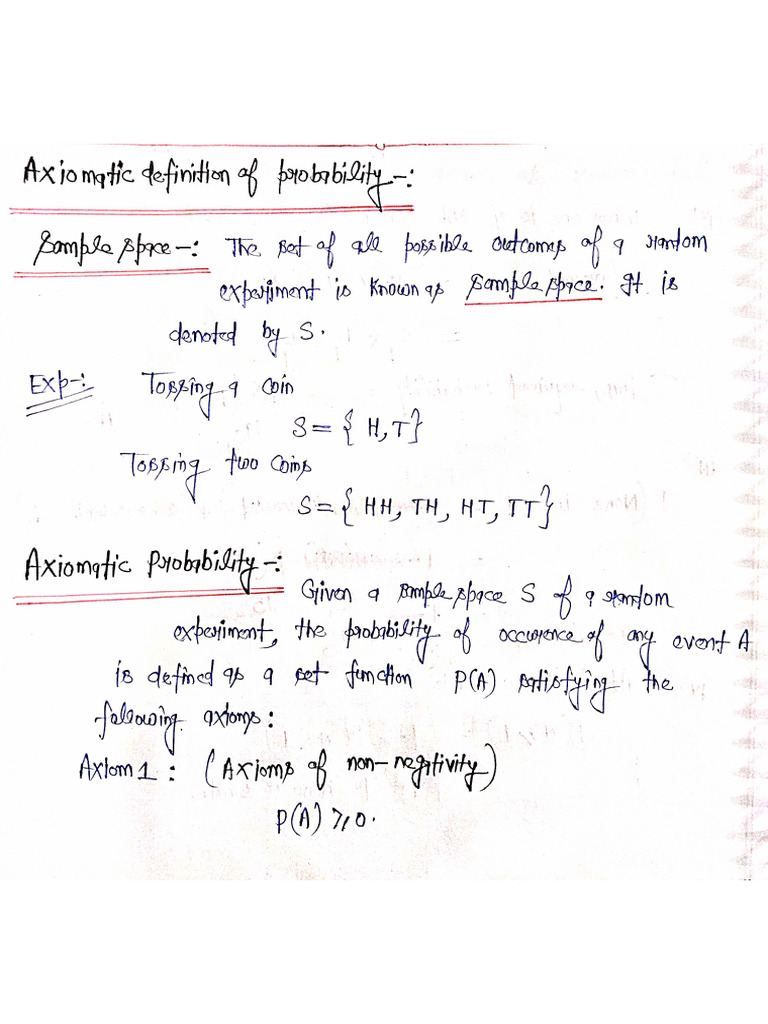 (Lecture-2) Axiomatic definition of Probability and illustration (1) | PDF