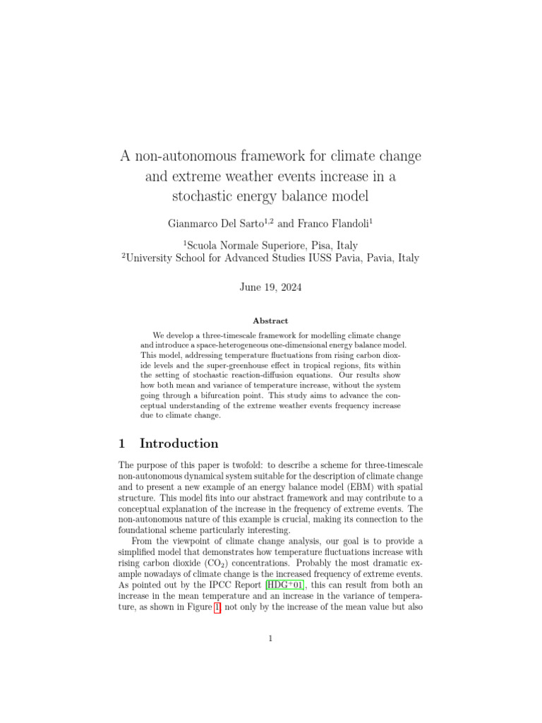 Stochastic Energy Balance Model for Climate Change | PDF | Applied And ...