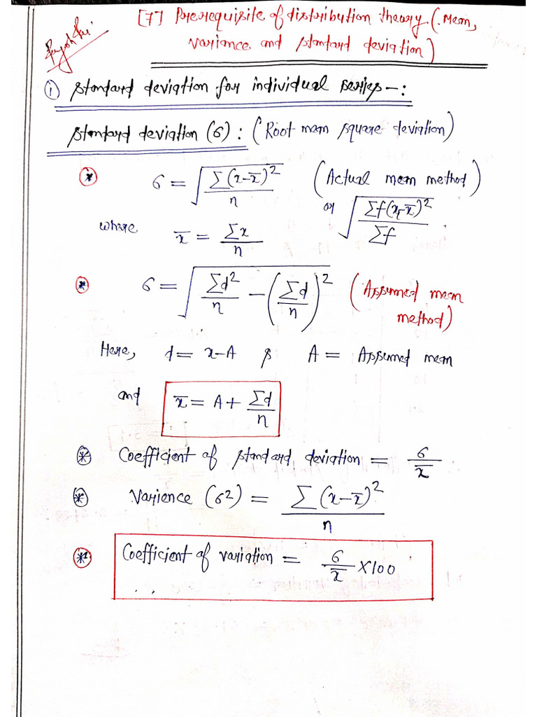 (Lecture-7) Prerequisite of Distribution Theory (Mean, S.D. C.V.) | PDF