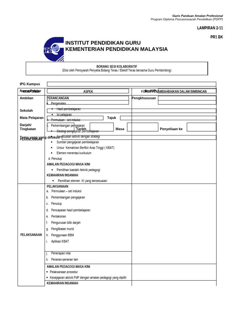 2 Borang Sesi Kolaboratif | PDF