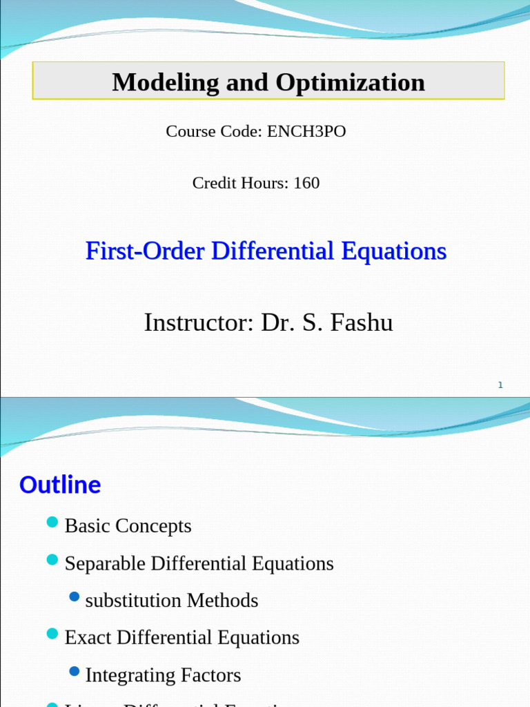 First-Order Differential Equations Guide | PDF | Ordinary Differential Equation | Mathematical ...