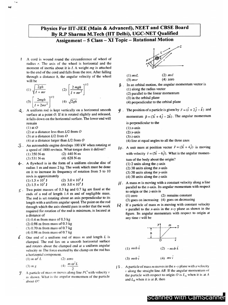 Class XI Assignment -5 Rotation | PDF Class XI Assignment -5 Rotation | PDF