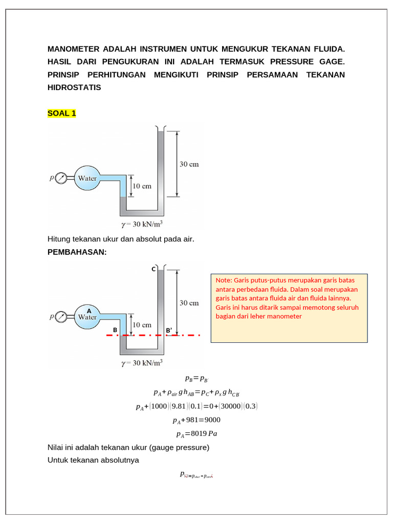 Contoh Soal Manometer | PDF