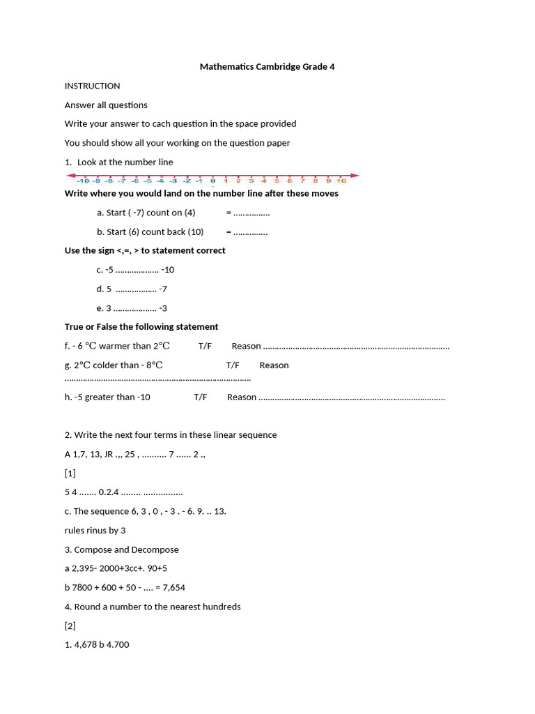 Mathematics Cambridge Grade 4 | PDF