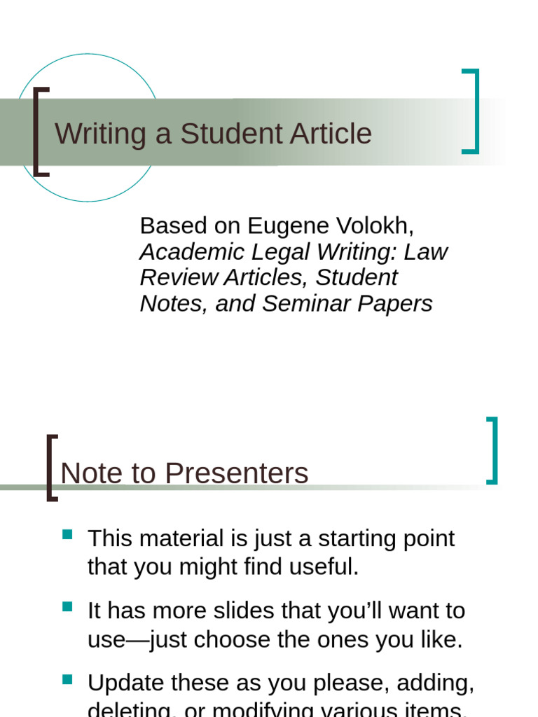 Guide to Writing Student Legal Articles | PDF | Precedent | Justice