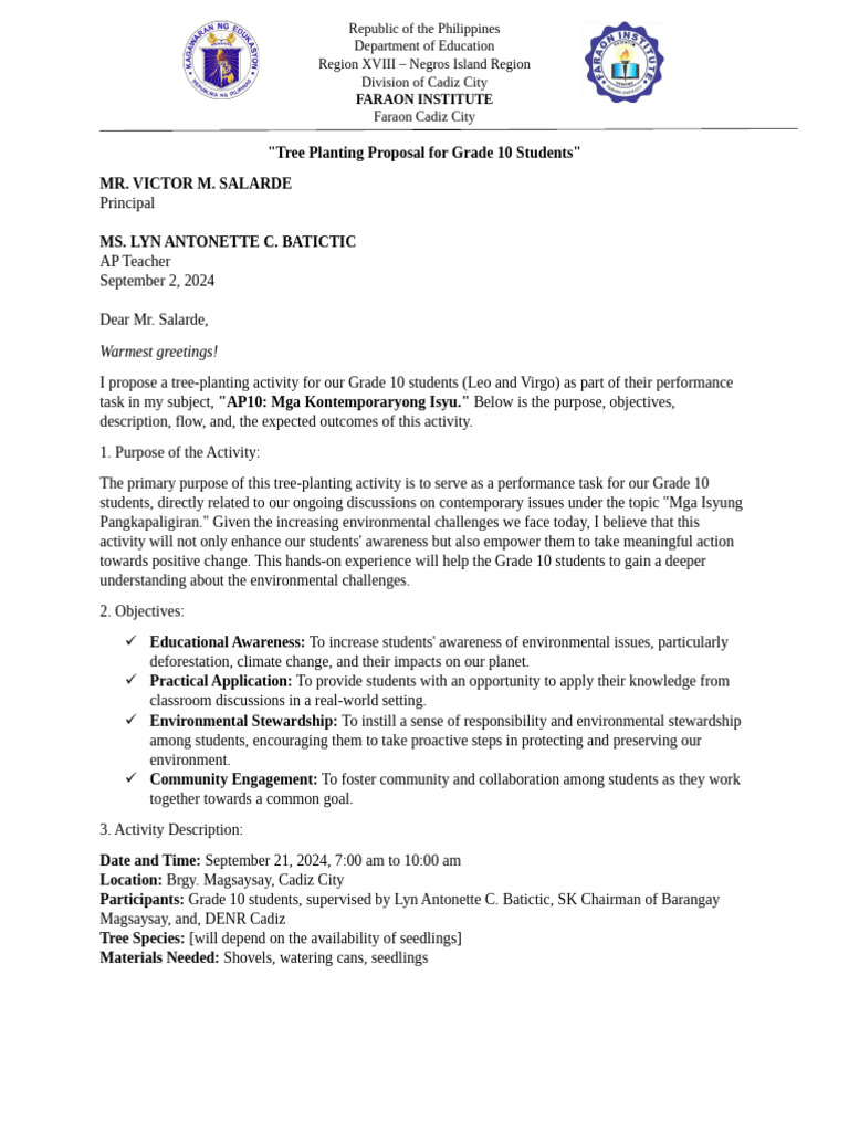 Tree Planting Proposal | PDF | Natural Environment