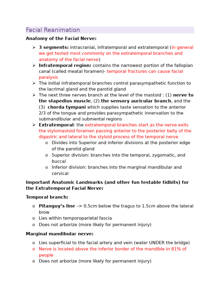 Facial Reanimation | PDF | Human Head And Neck | Nervous System