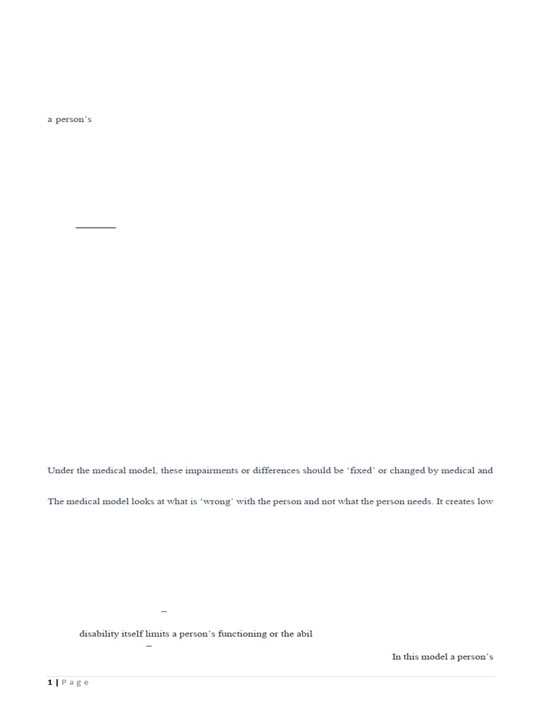 Social Model vs Medical Model of Disability | PDF | Disability ...