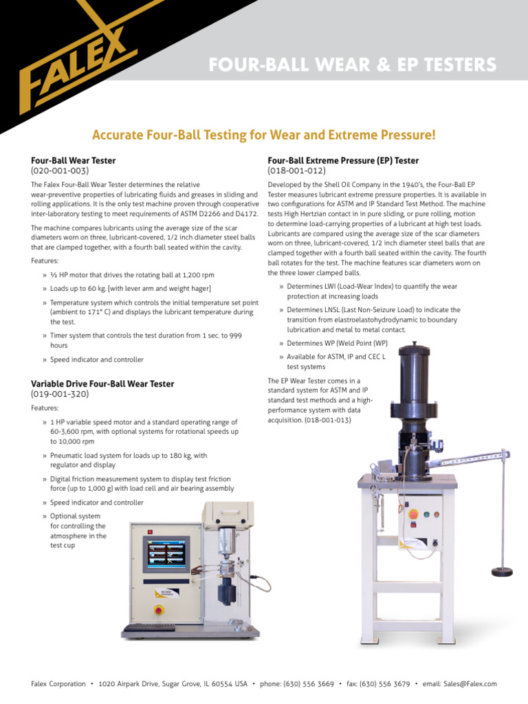 Falex Four-Ball Tester Overview | PDF | Lubricant | Wear