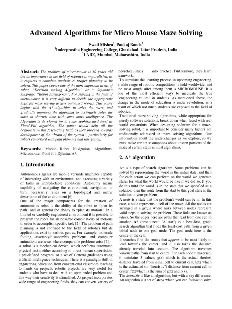 Advanced Algorithms For Micro Mouse Maze Solving Las Vegas | PDF | Algorithms And Data ...