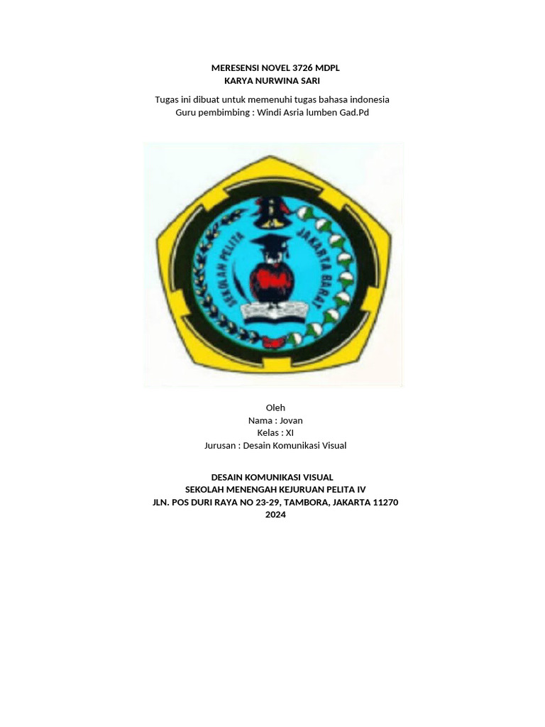 Meresensi Novel 3726 MDPL | PDF