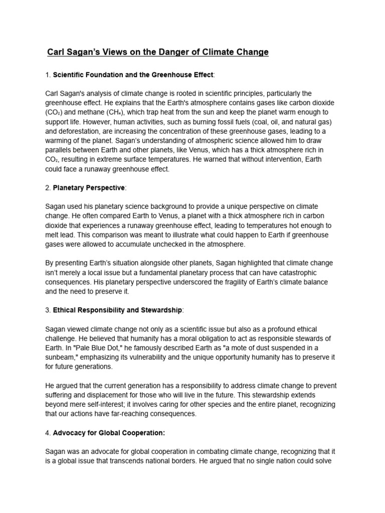 Danger of Climate Change - Carl Sagan | PDF | Climate Change ...