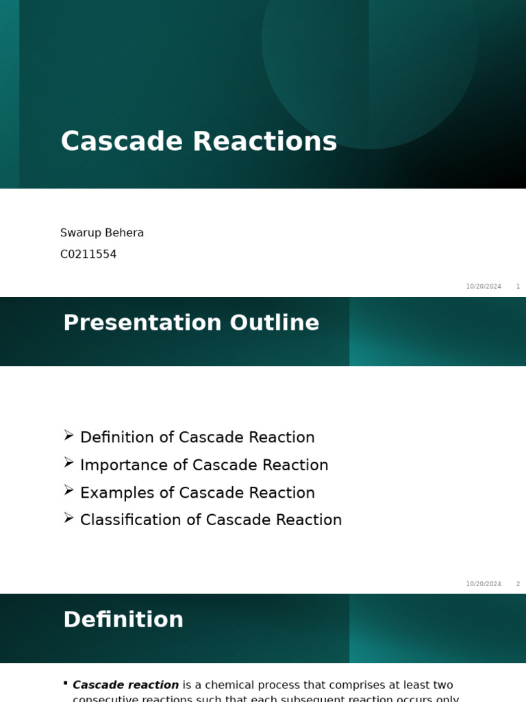 Cascade Reactions Presentation | PDF | Chemical Reactions | Unit Processes
