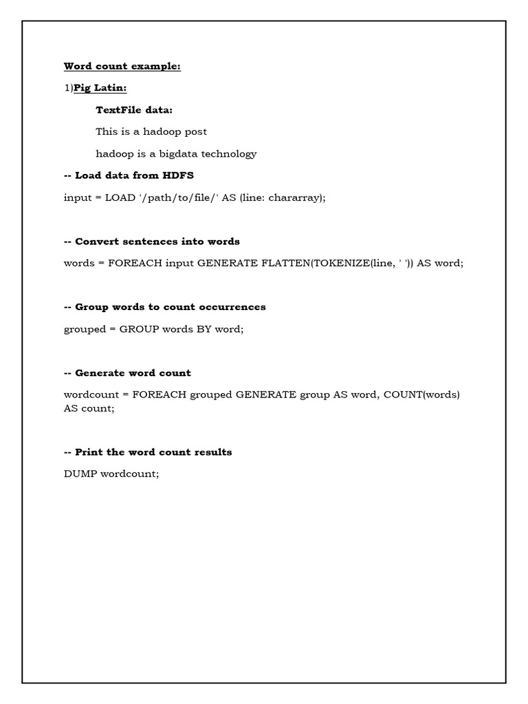 Word Count Example-HIVE & PIG LATIN | PDF