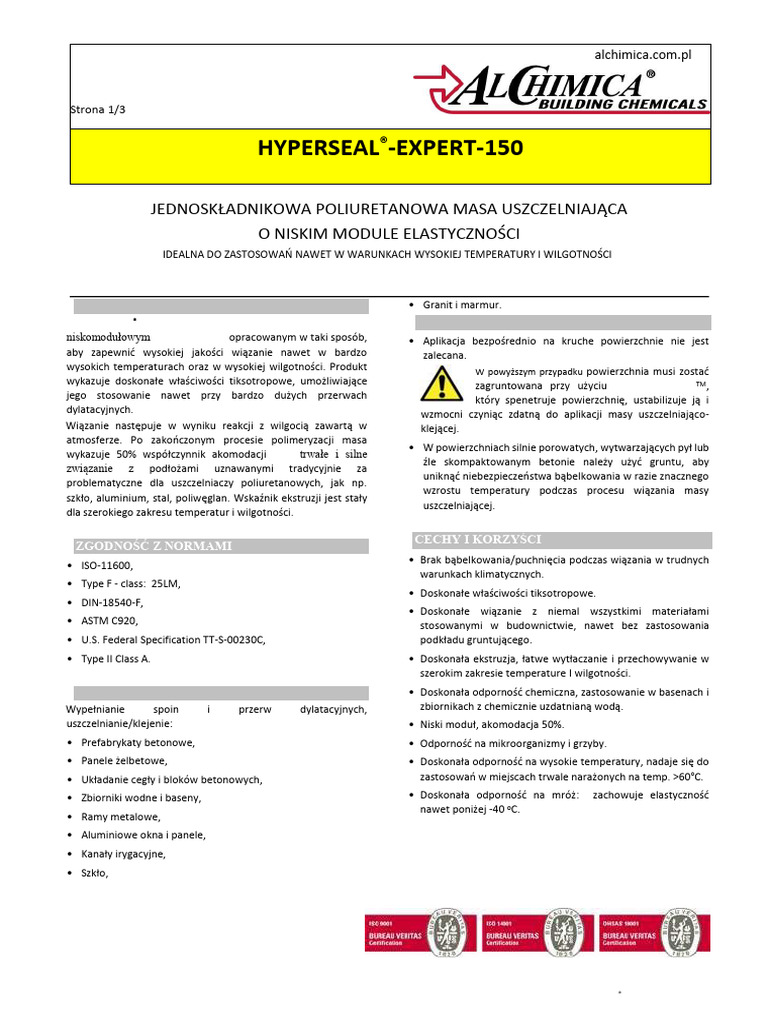 HYPERSEAL Expert 150 Karta Techniczna | PDF