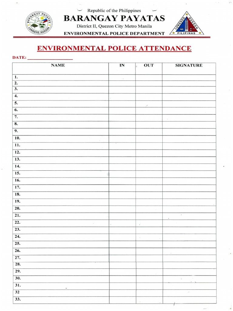 Environmental Police Attendance | PDF