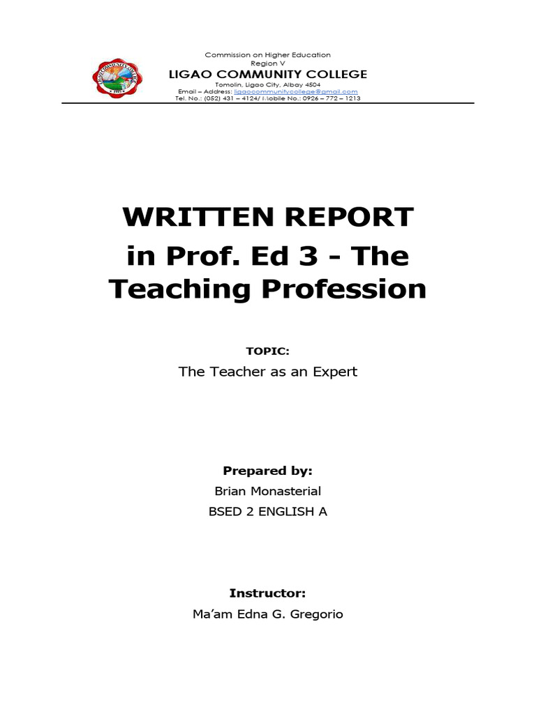 Written Report in Prof Ed 3 1 | PDF | Pedagogy | Expert