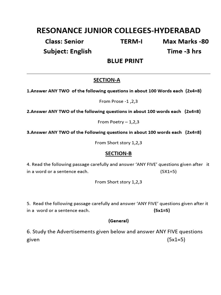 Reso Inter Second Year Term -I English Question Paper.2024 (28-09-2024 ...