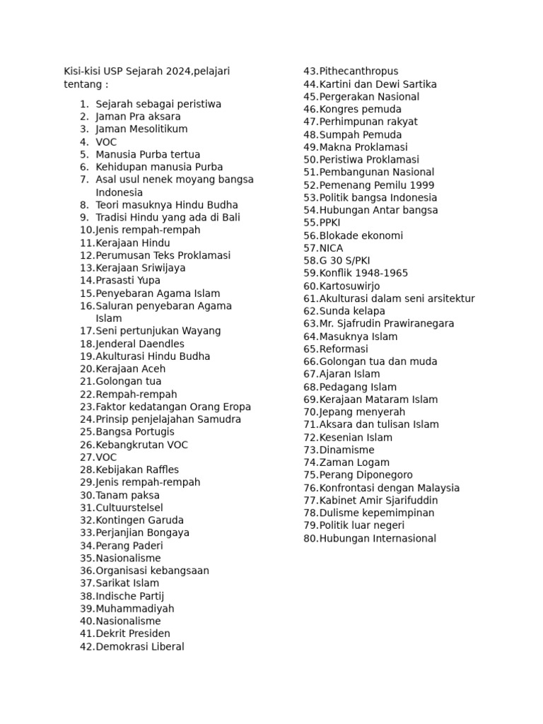 Kisi-Kisi USP Sejarah Buat Siswa | PDF | Agama & Spiritualitas