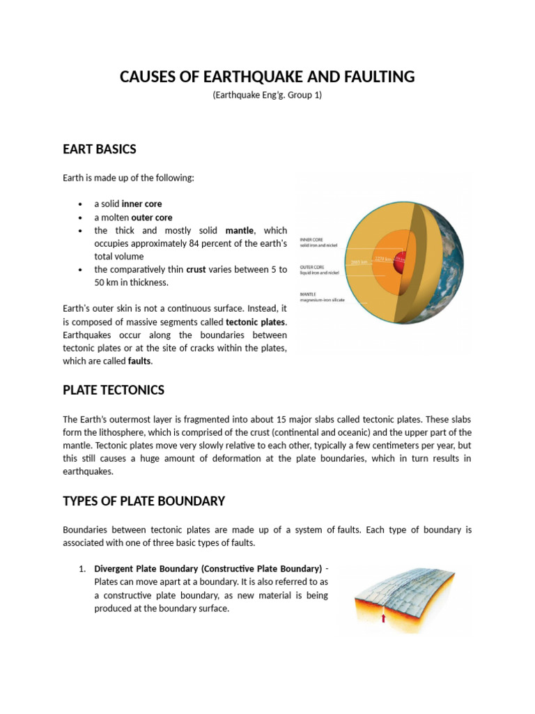 Causes of Earthquakes and Faulting | PDF | Fault (Geology) | Earthquakes