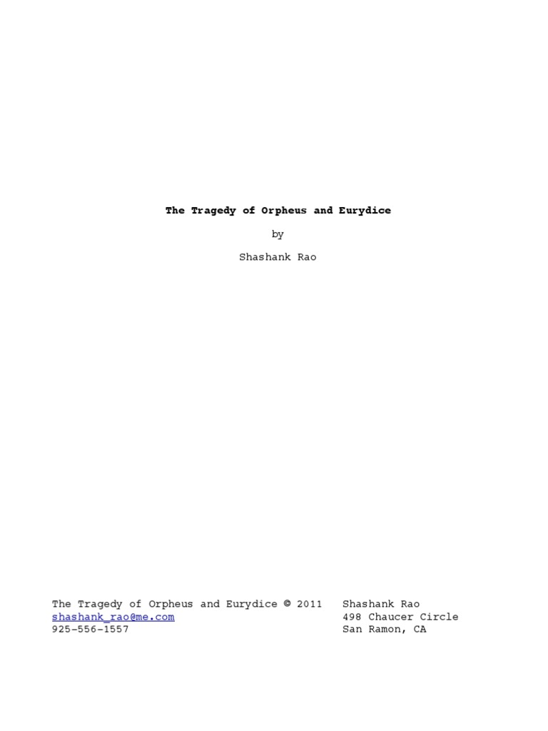 Orpheus and Eurydice | PDF | Orpheus | Hades